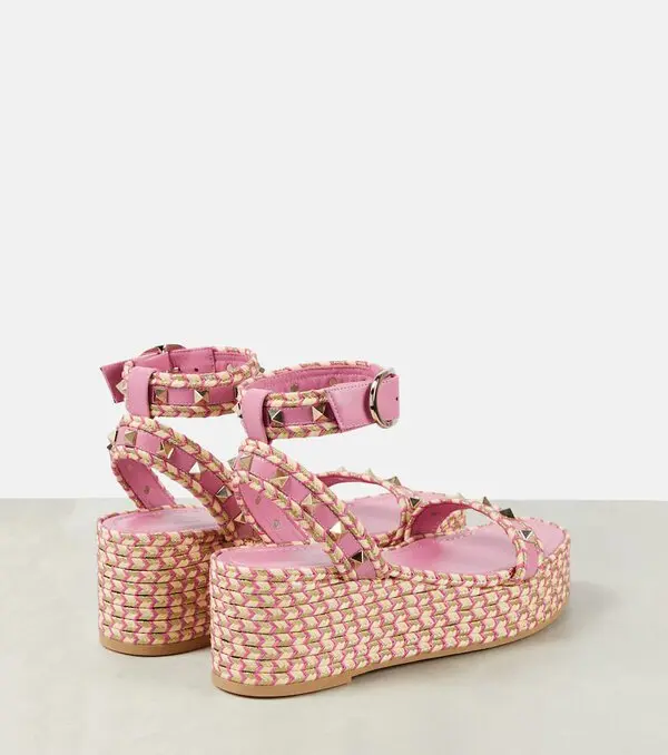 Valentino Garavani Rockstud Torchon Platform Espadrilles