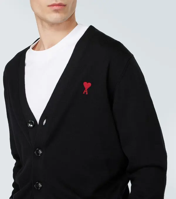 AMI Paris De Coeur Wool Cardigan