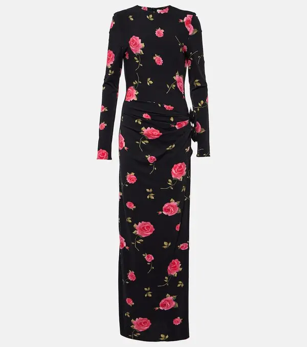 Magda Butrym Floral-appliqué Maxi Dress - Black
