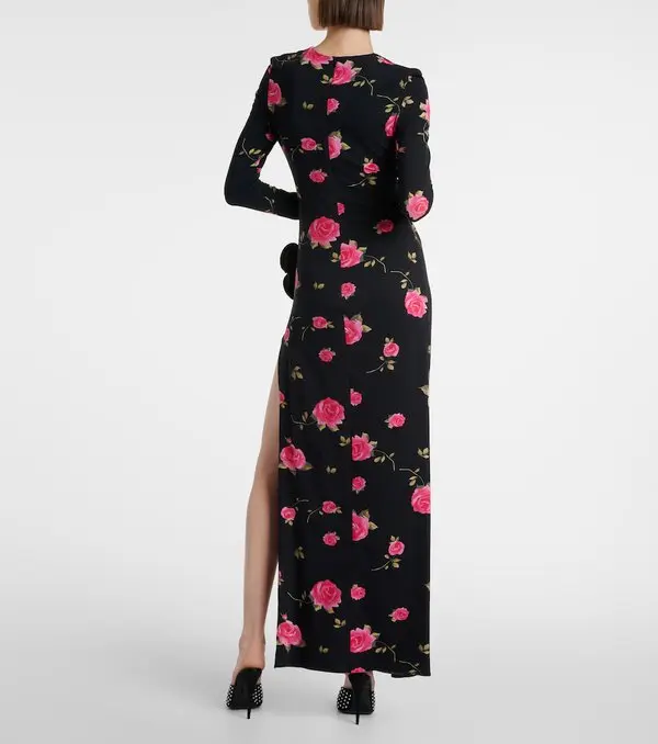 Magda Butrym Floral Appliqué Gathered Maxi Dress