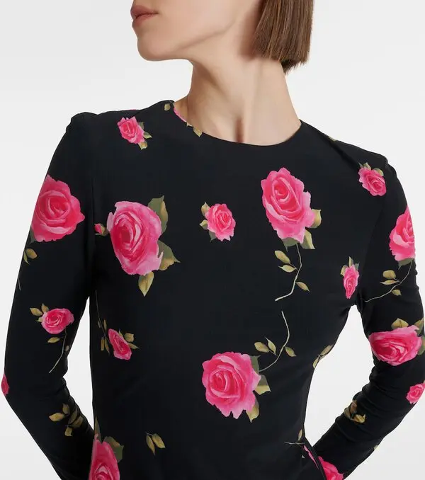 Magda Butrym Floral Appliqué Gathered Maxi Dress