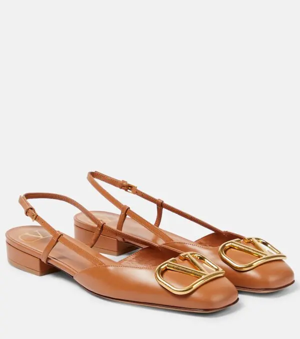 Valentino Garavani Vlogo Signature 20 Leather Slingback Pumps - Brown