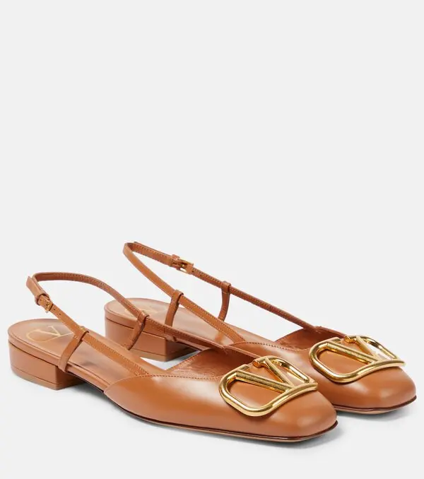 Valentino Garavani Vlogo Signature 20 Leather Slingback Pumps - Brown