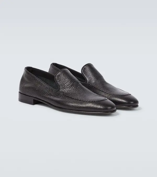 Manolo Blahnik Truro Leather Loafers - Black