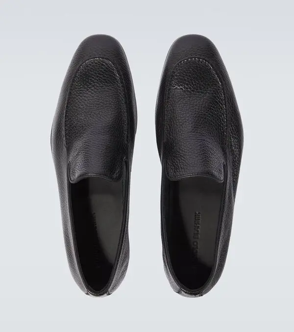 Manolo Blahnik Truro Leather Loafers - Black