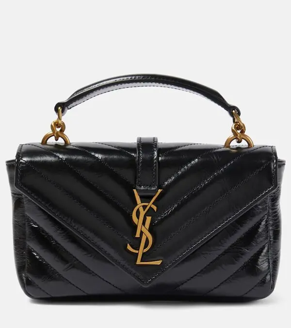 Saint Laurent College Mini Quilted Leather Shoulder Bag - Black