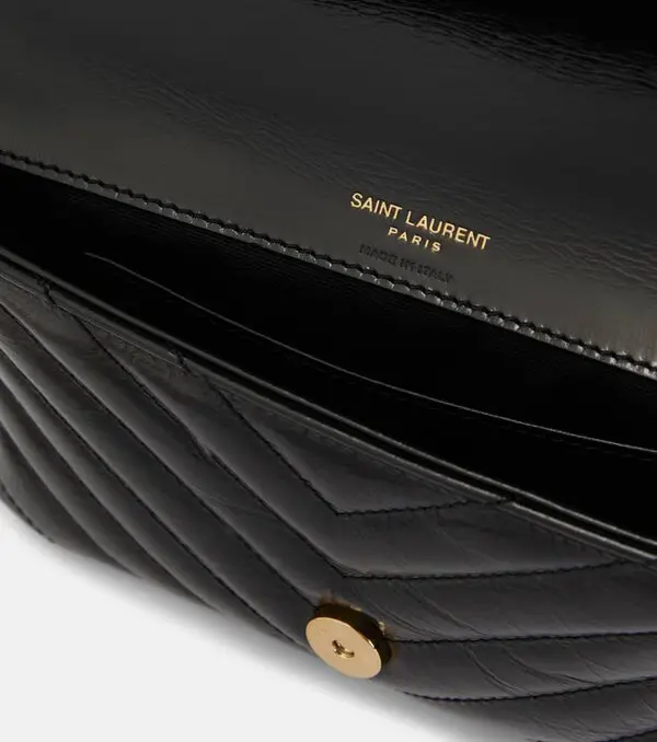 Saint Laurent College Mini Quilted Leather Shoulder Bag - Black