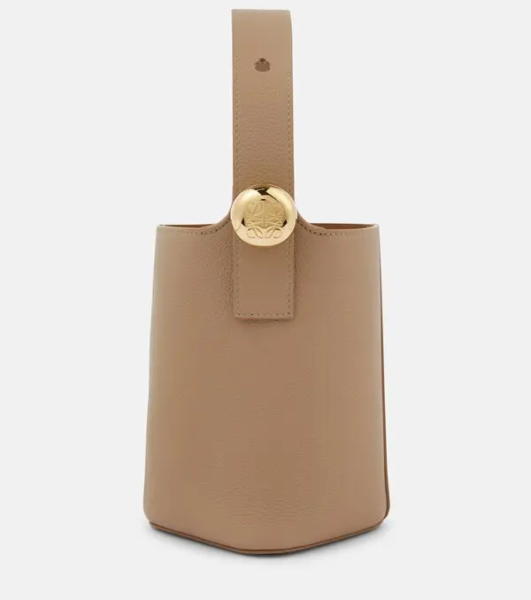 Loewe Pebble Mini Leather Bucket Bag - Beige