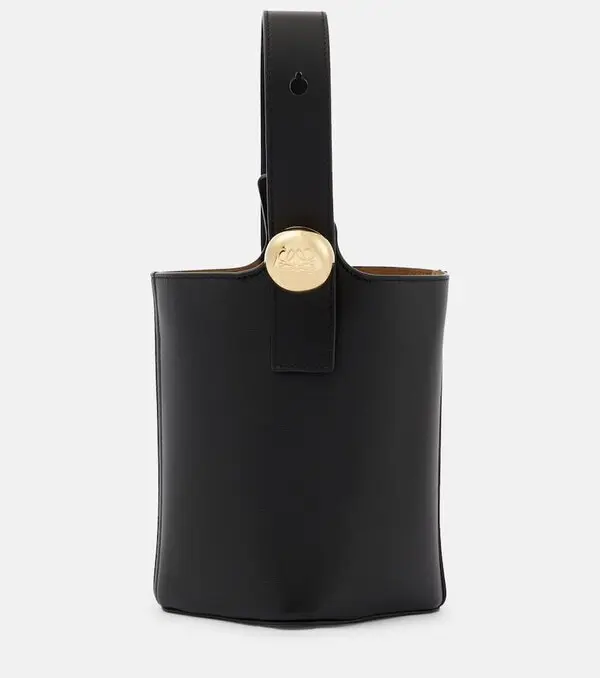 Loewe Pebble Mini Leather Bucket Bag - Black