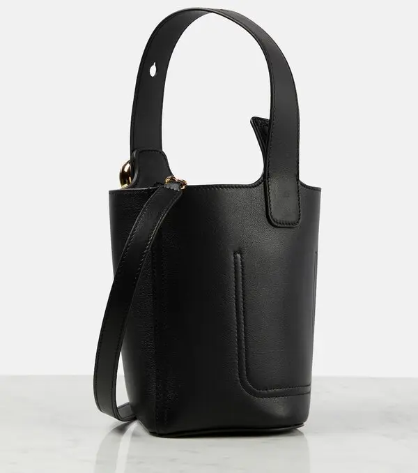 Loewe Pebble Mini Leather Bucket Bag - Black
