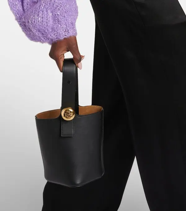 Loewe Pebble Mini Leather Bucket Bag - Black