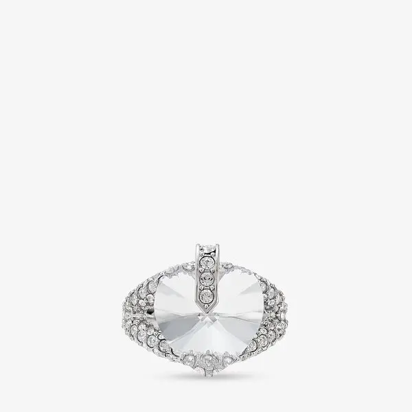 JIMMY CHOO Heart Double Ring - Silver/crystal