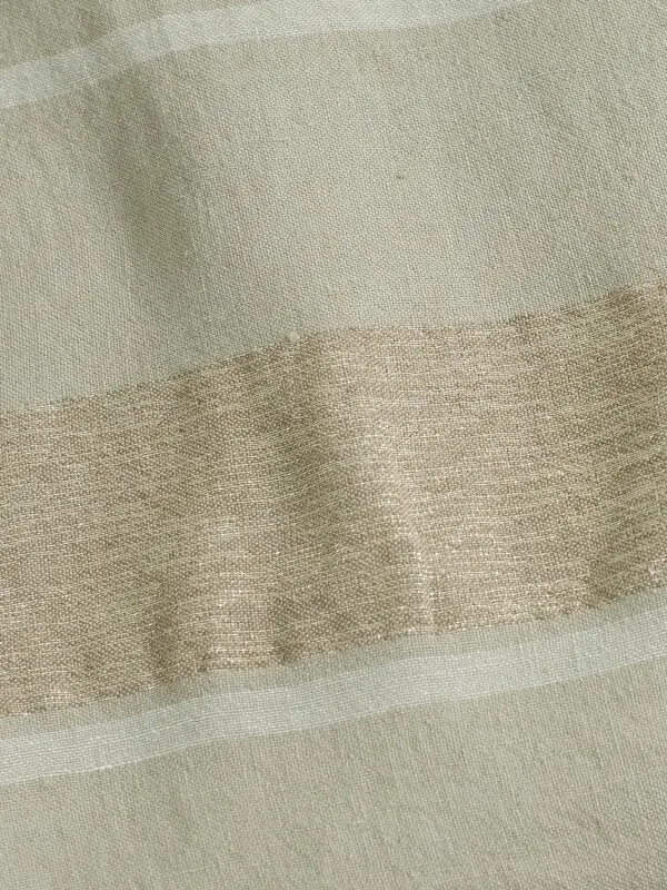 Brunello Cucinelli Fringed Striped Metallic Linen-blend Blanket