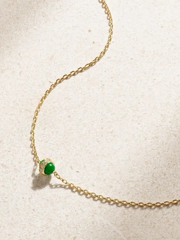 L’ATELIER NAWBAR The Chlorine 18-karat Gold, Enamel And Diamond Necklace - Green