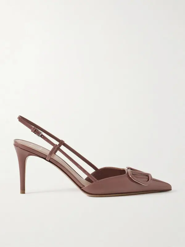 Valentino Garavani Vlogo Patent-leather Slingback Pumps