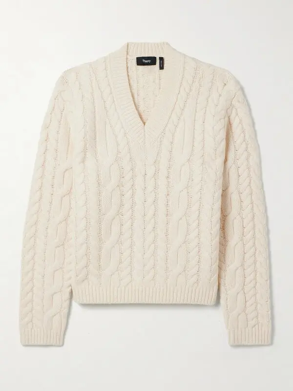 Theory Cable-knit Wool And Cashmere-blend Sweater - Neutrals