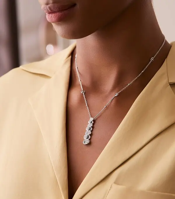 BOODLES Platinum And Diamond Over The Moon Pendant Necklace - Silver