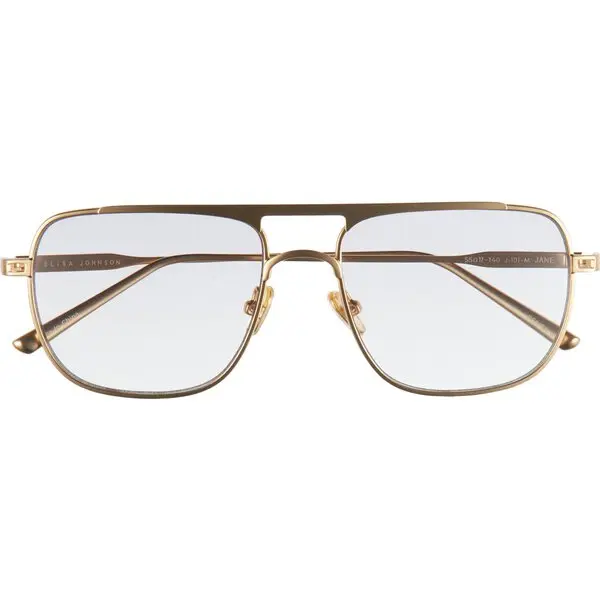 ELISA JOHNSON Jane 54mm Flat Top Navigator Sunglasses - Gold Metal