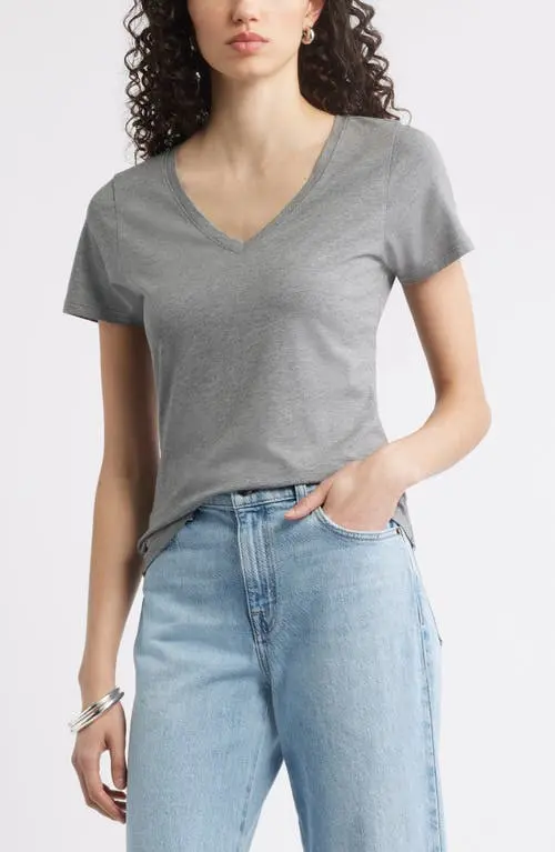 Nordstrom Everyday V-neck T-shirt - Grey Dark Heather