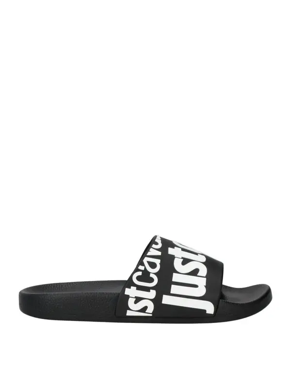 Just Cavalli Rubber Pool Slides With Logo Print - Black