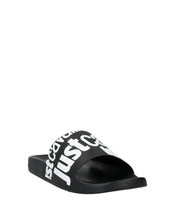 Just Cavalli Rubber Pool Slides With Logo Print - Black