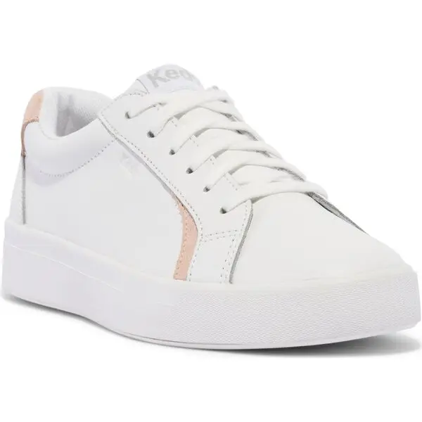 KEDS® Pursuit Low Top Sneaker - White/light Pink Leather