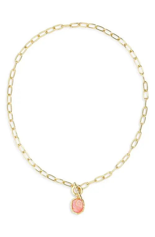 Kendra Scott Daphne Toggle Necklace - Gold Pink Iridescent Abalone