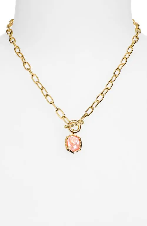 Kendra Scott Daphne Toggle Necklace - Gold Pink Iridescent Abalone