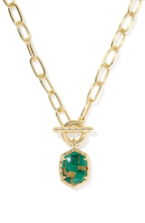 Kendra Scott Daphne Toggle Necklace - Gold/bronze/green Malachite