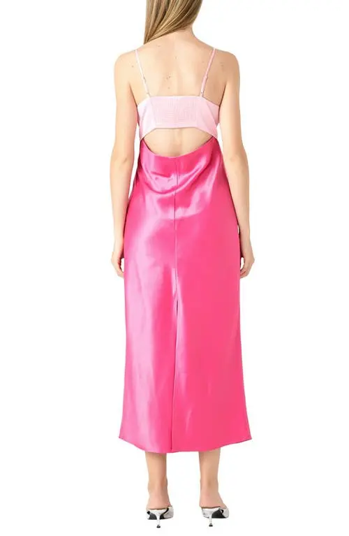 Endless Rose Colorblock Satin Midi Dress