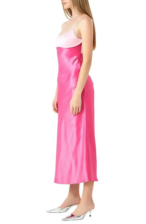 Endless Rose Colorblock Satin Midi Dress