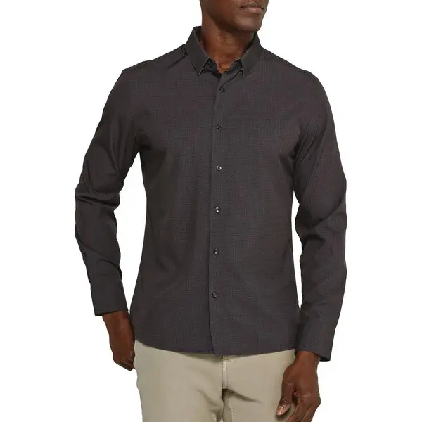 7 Diamonds Niall Geometric Print Performance Button-up Shirt