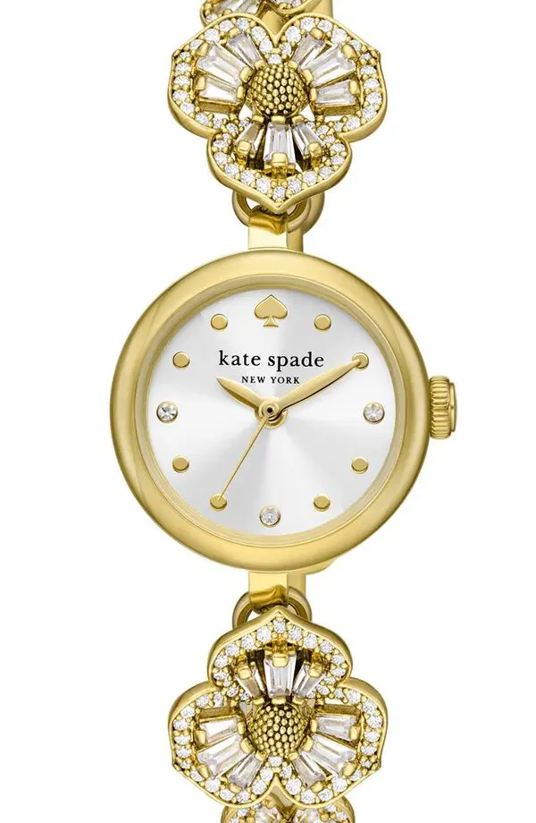 Kate Spade New York Monroe Floral Crystal Strap Watch - Gold