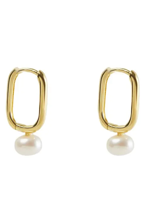 Argento Vivo Freshwater Pearl Drop Hoop Earrings - Gold/silver