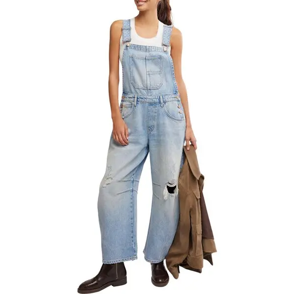 Free People Good Luck Denim Overalls - Going Steady
