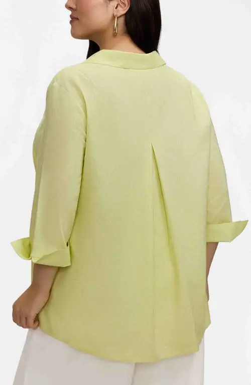 Foxcroft Agnes Three-quarter Sleeve Linen-blend Top - Limoncello