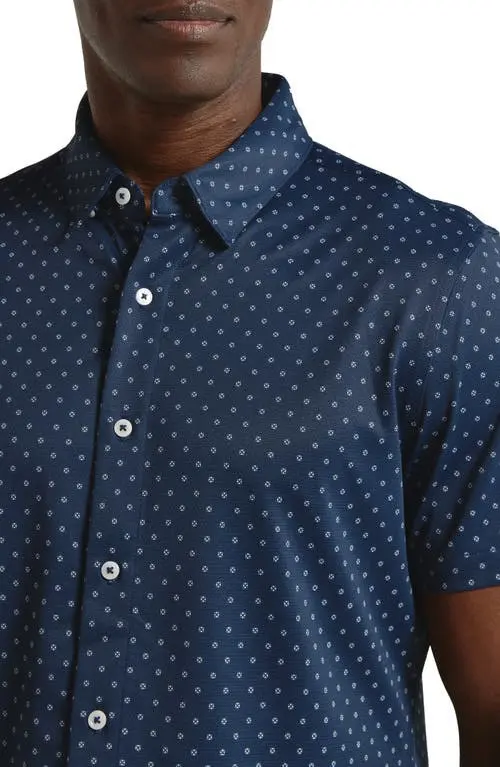 7 Diamonds Alfie Dot Print Short Sleeve Performance Button-up Shirt