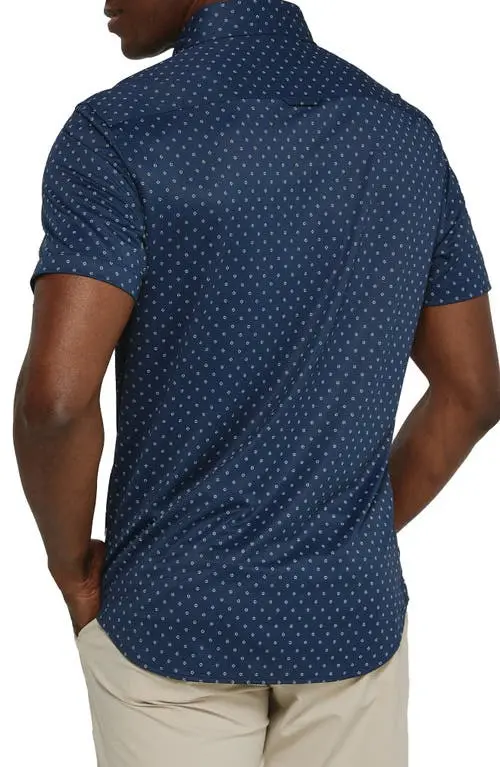 7 Diamonds Alfie Dot Print Short Sleeve Performance Button-up Shirt