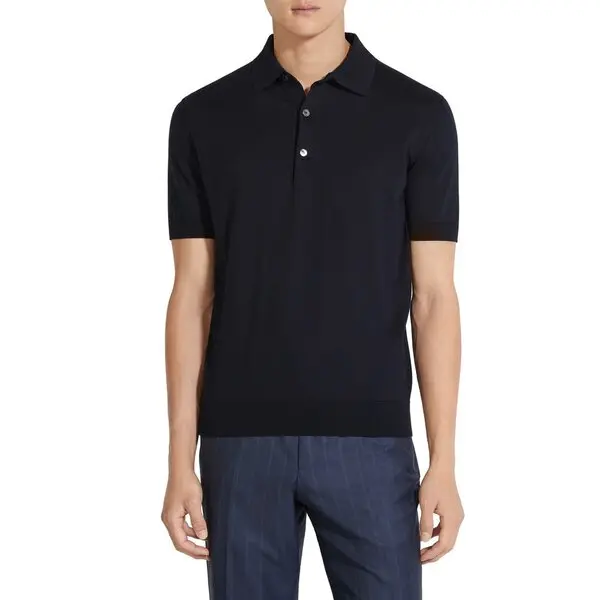 Zegna Premium Cotton Polo - Navy