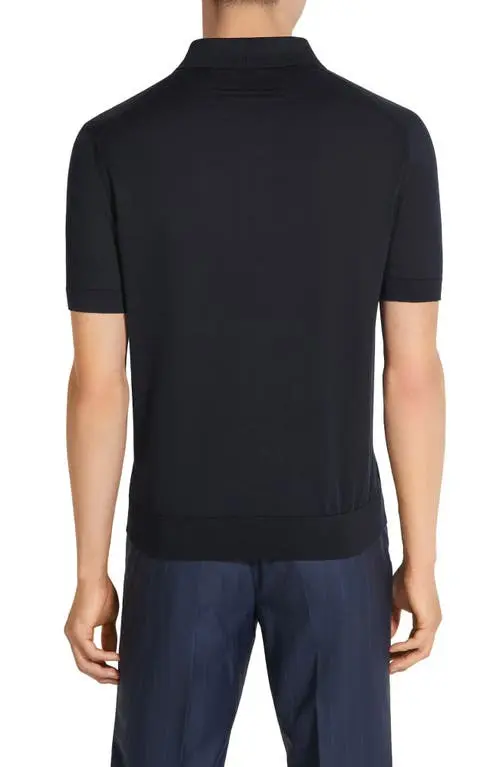 Zegna Premium Cotton Polo - Navy