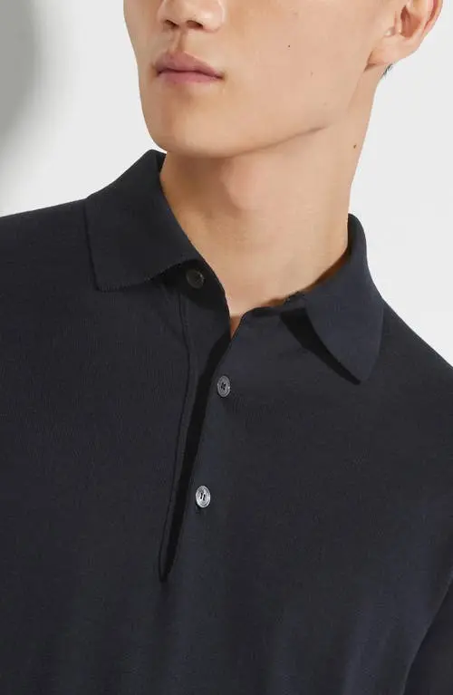Zegna Premium Cotton Polo - Navy