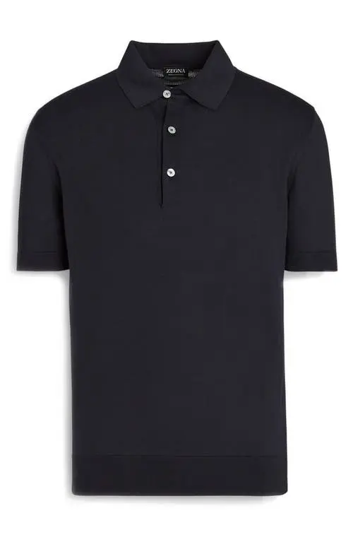 Zegna Premium Cotton Polo - Navy