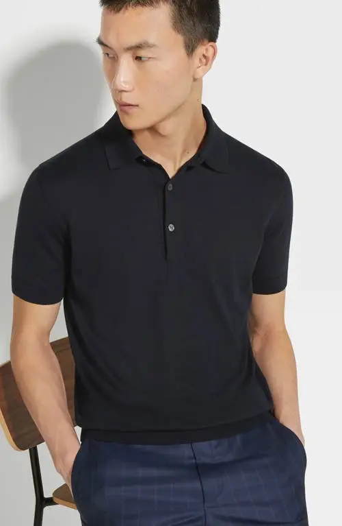 Zegna Premium Cotton Polo - Navy