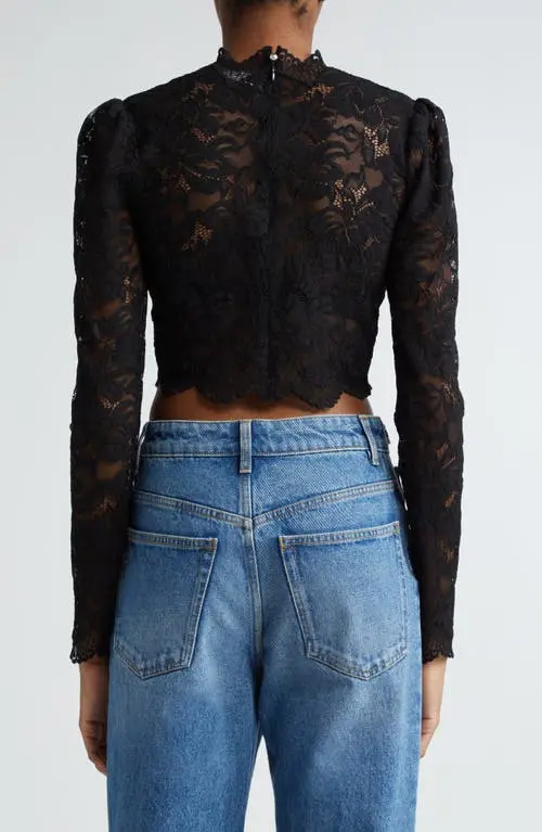 Rabanne Long Sleeve Stretch Lace Crop Top