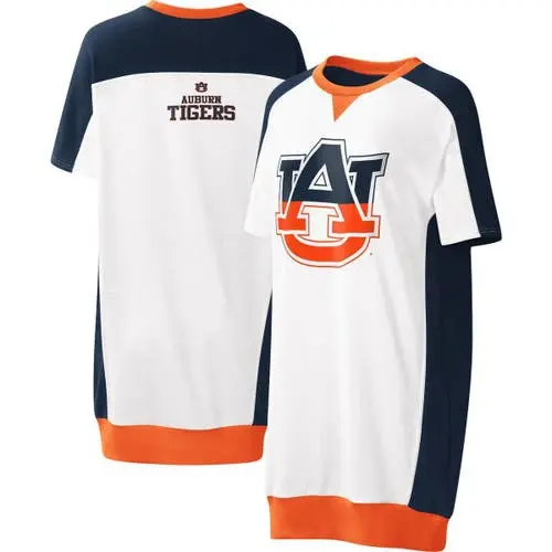 G-III 4HER BY CARL BANKS Auburn Tigers Home Run T-shirt Dress - White