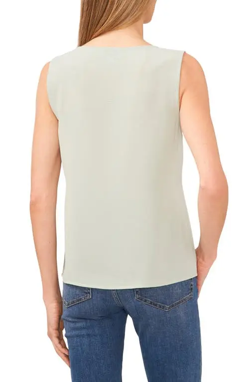 CECE DUPRAZ Half Placket Sleeveless Top - Light Sage Green