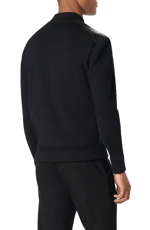 Bugatchi Leather Front Zip-up Cardigan