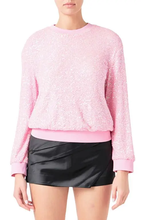 Endless Rose Sequin Crewneck Sweater - Pink
