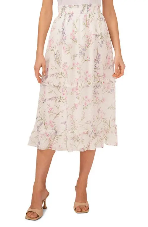 CECE DUPRAZ Floral Print Chiffon Midi Skirt