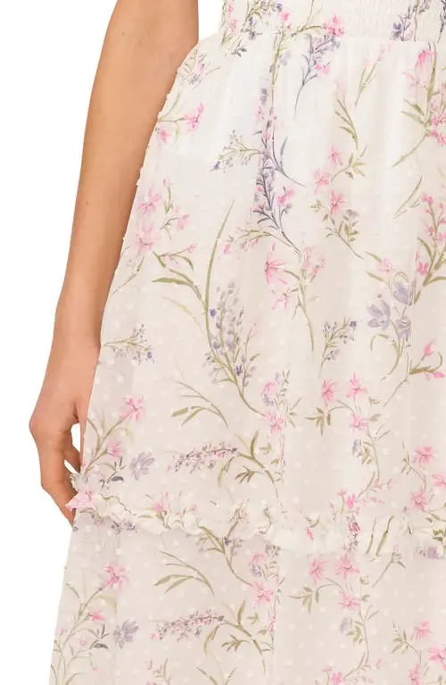 CECE DUPRAZ Floral Print Chiffon Midi Skirt